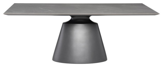 Cesaire Dining Table Gray Ceramic Top Titanium 78" - Transitional ...