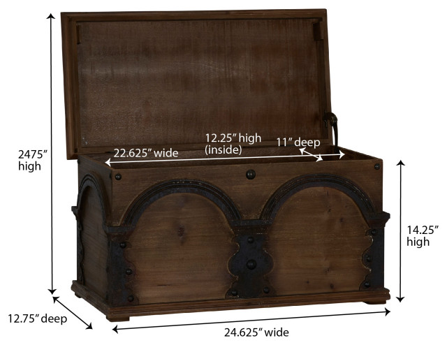 Large Wooden Arch Storage Trunk - Industrial - Decorative Trunks - by ...