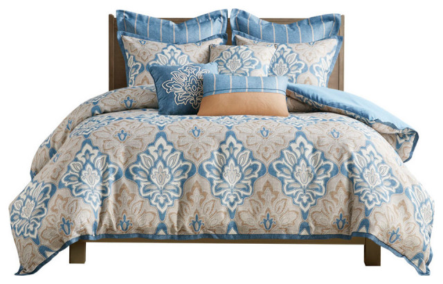 Madison Park Signature Caspian Traditional Medallion Coastal Comforter ...