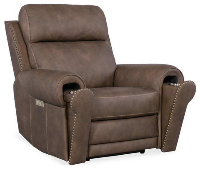 Duncan Hooker Furniture Power Leather Recliner with Power Headrest in ...