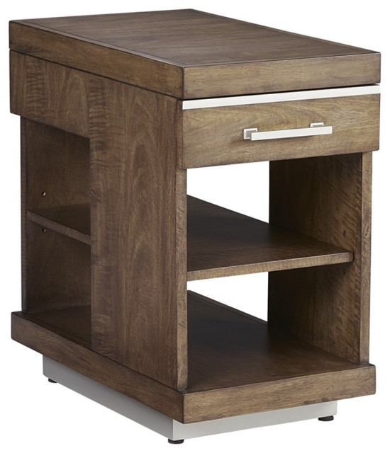 Progressive Furniture Downtown Wood Chairside Table in Toffee Brown ...