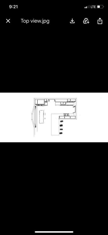 L shaped kitchen, but in reverse