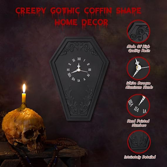 Coffin Wall Clock - Gothic Home Décor - Steampunk Wall Clock,Coffin ...