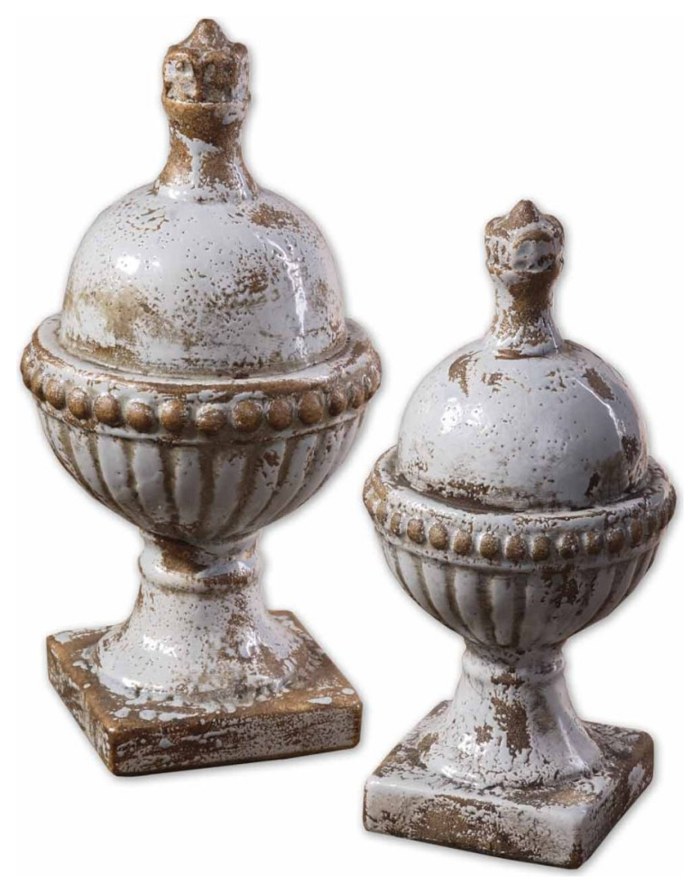 Uttermost Sini Ceramic Finials, Set of 2 - French Country - Decorative ...