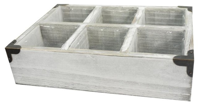 Wooden Compartment Succulent Planter Pot Organizer Storage, 6 ...