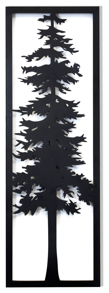 Cypress I Laser Cut Metal Wall Art With Fired Finish 36"H12"W - Rustic ...