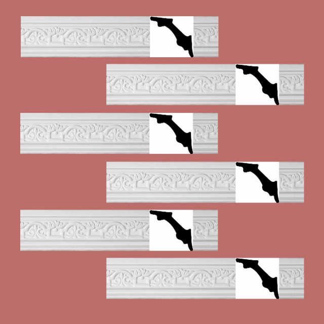White Urethane Foam Palso - Cornice - Ornate 6 Pieces Totaling 586.5 ...