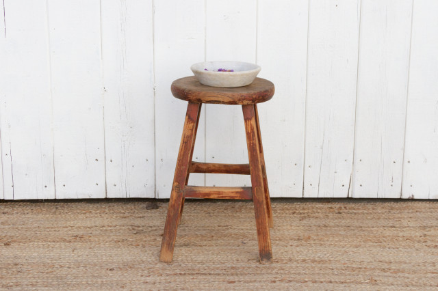 Distressed Chinese Wooden Stool - Asian - Accent And Garden Stools - by ...