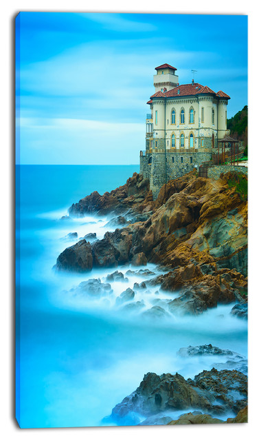 Boccale Castle on Cliff Rock and Sea, Beach Photo Canvas Print, 16"x32 ...