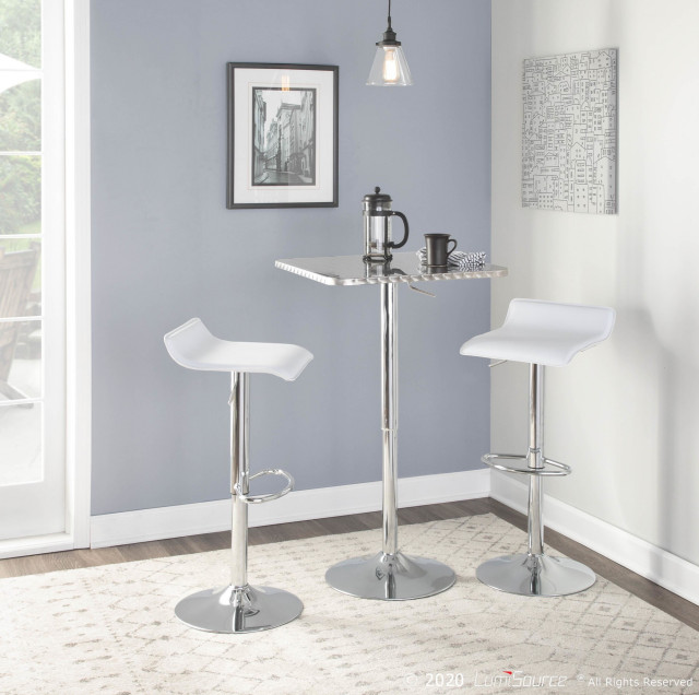 Bistro Contemporary Adjustable Square Bar Table, Silver - Contemporary ...