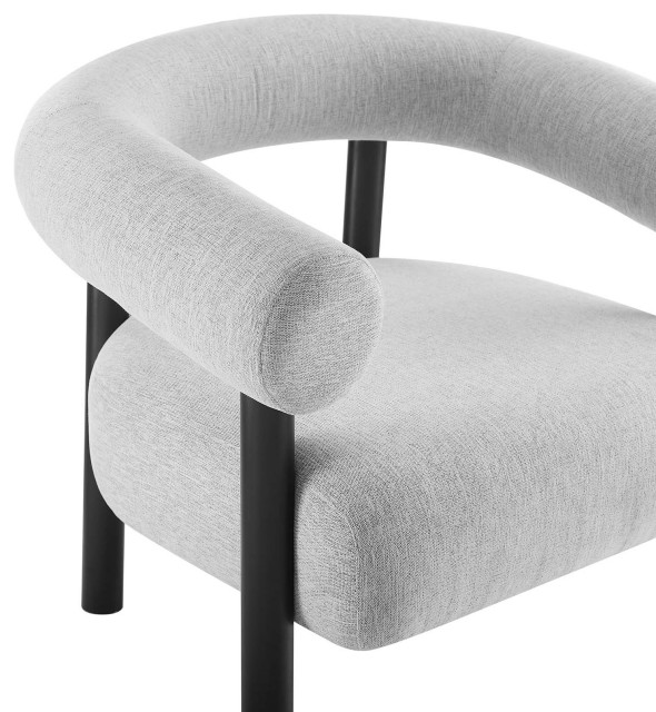 Sable Upholstered Fabric Armchair - Light Gray Black - Transitional ...