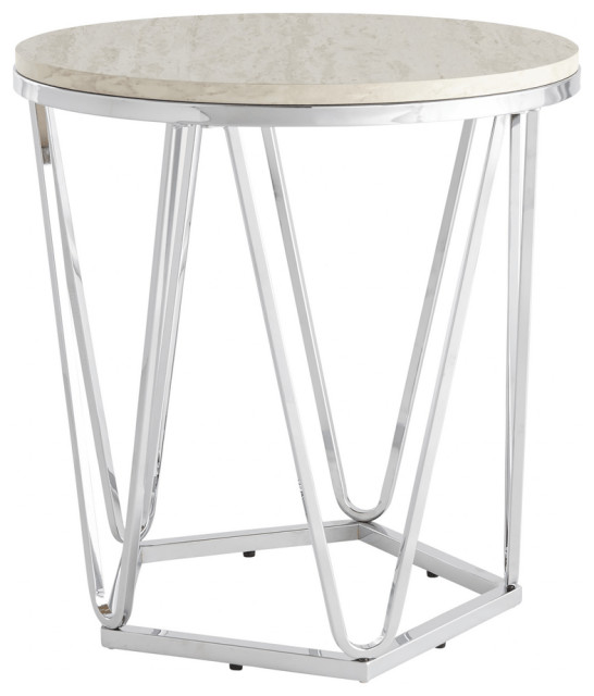 23" Silver Manufactured Wood And Iron Round End Table - Contemporary ...