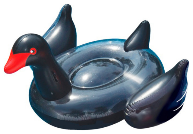 Inflatable Black Giant Swan Swimming Pool Ride-On Float Toy 75 ...