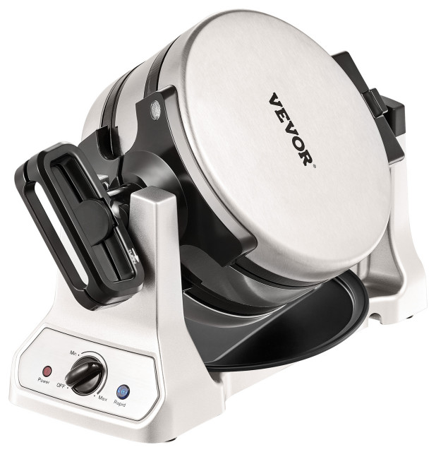 VEVOR Round Waffle Maker 1400W 2-Layer Rotatable Non-Stick Waffle Iron ...