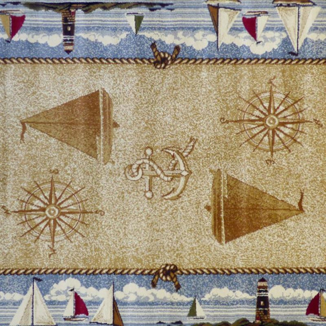 Sovalye Collection Nautical Themed Area Rug, 5' X 7' - Beach Style ...