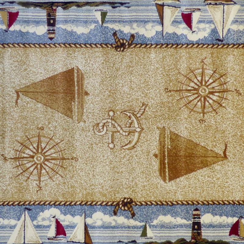 Sovalye Collection Nautical Themed Area Rug, 5' X 7' - Beach Style ...