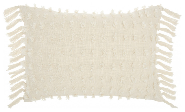 Tassel Detailed White Lumbar Pillow - Contemporary - Decorative Pillows ...