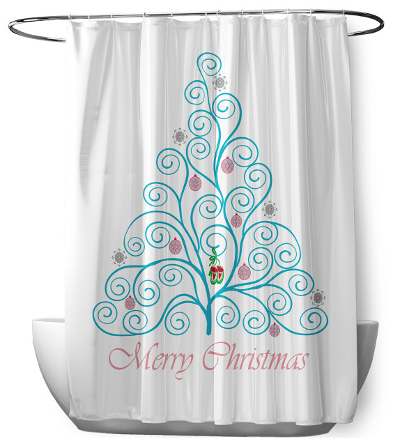 70"Wx73"L Decorated Filigree Tree Shower Curtain, 70" Wx73" L ...