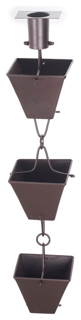 Extra Large Bronze Aluminum Square Cups Rain Chain With Installation ...