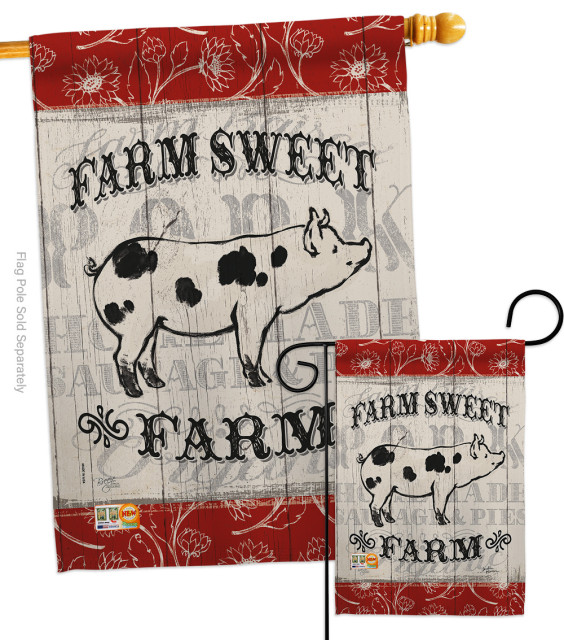 Sweet Farm Pig Nature Farm Animals Flags Set - Modern - Flags And ...