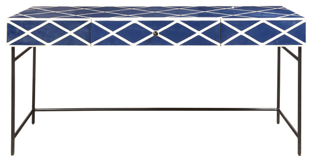 Navy Blue Writing Desk With Storage Drawer - Contemporary - Desks And ...
