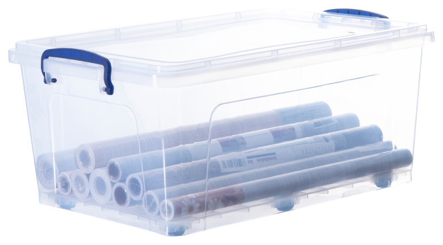 Clear Plastic Stackable Wheeled Storage Bin With Lid, 32 qt ...