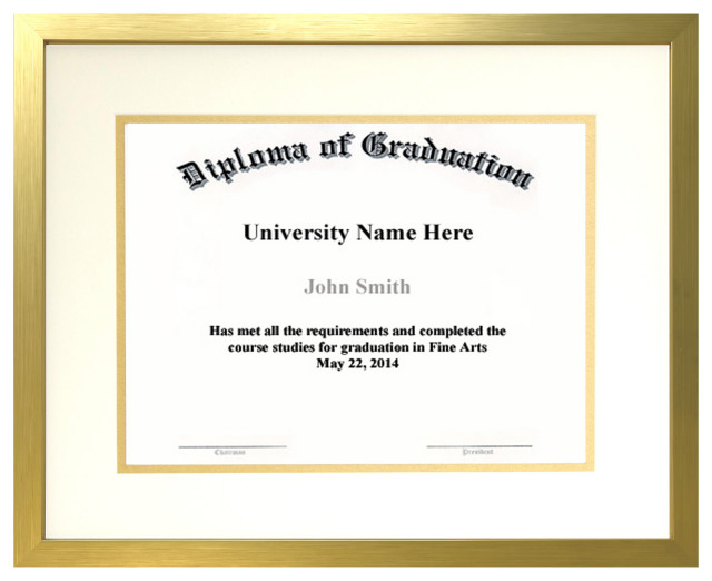 Diploma and Document Frame with Matting Brushed Gold, 8x10 ...