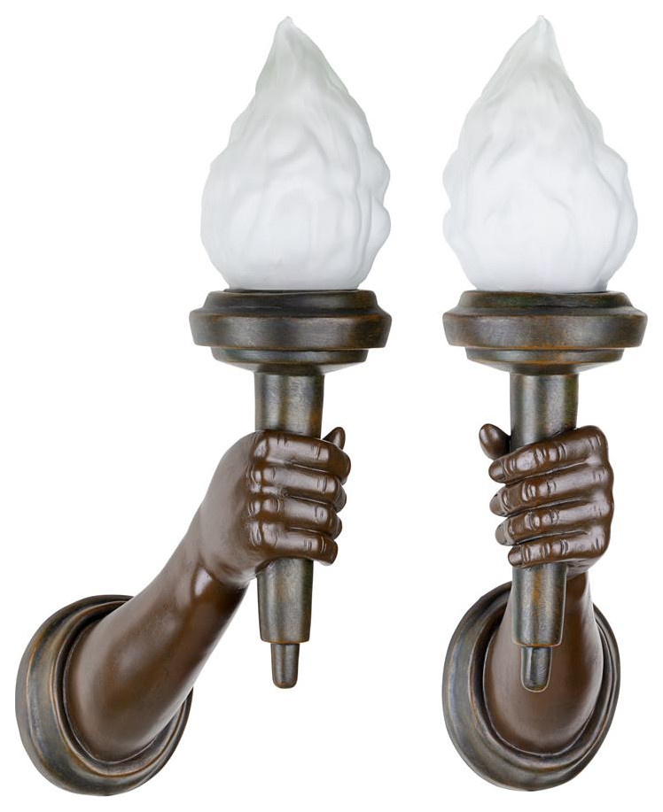 Design Toscano Set of 2 Neoclassical Arm Torch Sconces - Contemporary ...