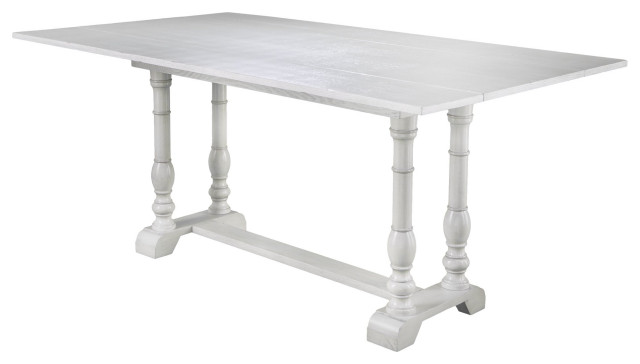 Farmhouse Dining Table, Trestle Base With Drop Down Tabletop ...