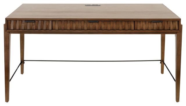 Mid-century Modern Writing Desk, Office Desk, Brown - Transitional ...