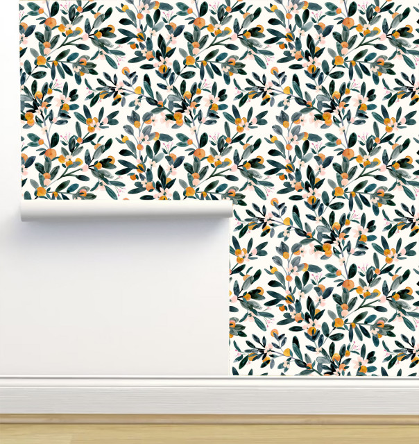 Clementine Springs White Wallpaper, Sample 12"x8" - Contemporary - Wallpaper - by Limitless ...