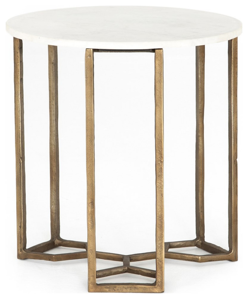 Naomi Marble End Table-Raw Brass - Contemporary - Side Tables And End ...