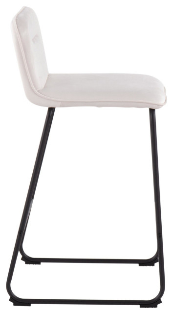 Casper Fixed-Height Counter Stool, Black Metal/Cream Velvet, Set of 2 ...