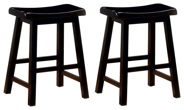 Coaster 24 Wooden Bar Stool in Black (Set of 2) - Traditional - Bar ...