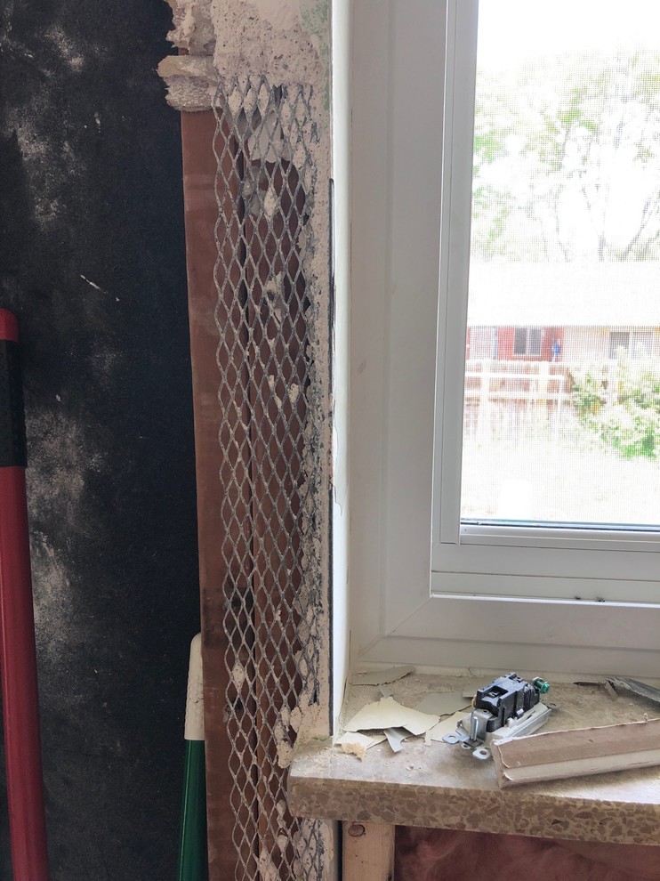 plaster to drywall - metal window framing