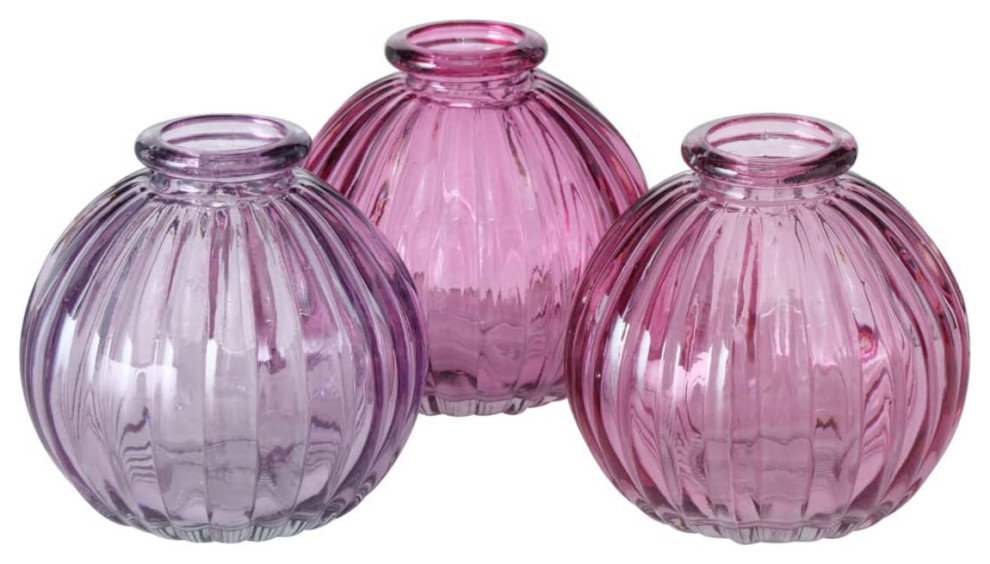 Shades of Pink and Purple Bubble-Belly Vases, Set of 3 - Contemporary ...