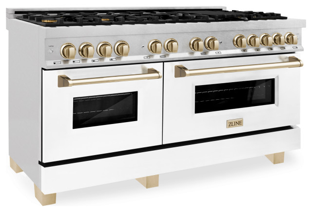 ZLINE 60" Dual Fuel Range, DuraSnow With White Matte Door RASZ-WM-60-G ...