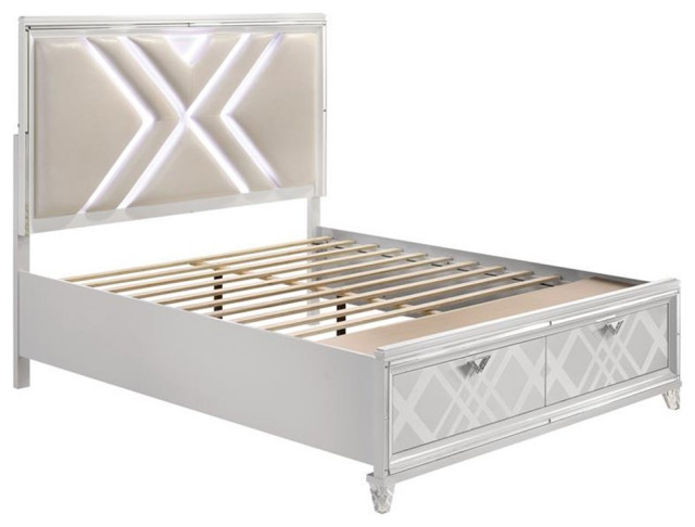 Furniture of America Anaiya Contemporary Wood Cal King Bed with LED in ...
