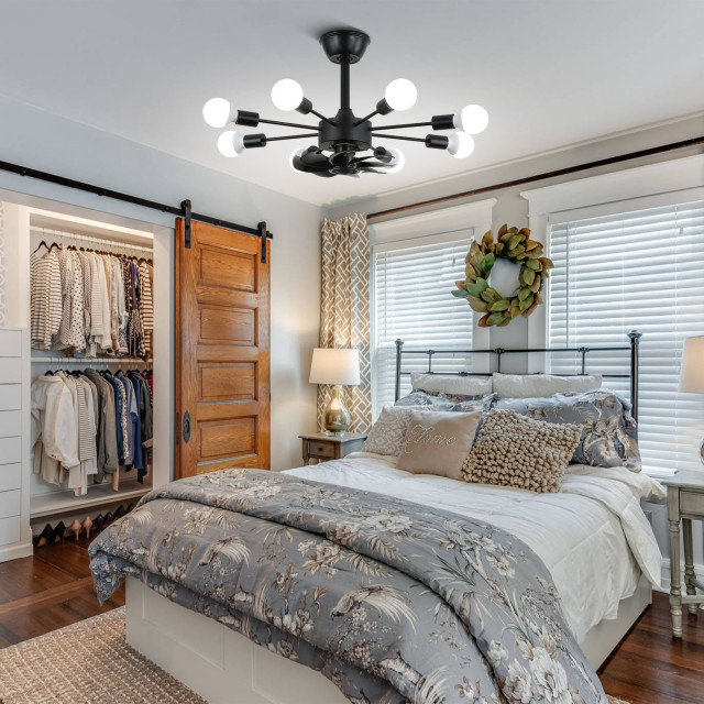 Oaks Aura Modern Dimmable 8-Light Sputnik Sphere Ceiling Fan with ...