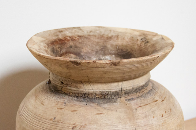 Rustic Colonial Wooden Water Pot-Rani - Rustic - Indoor Pots And ...