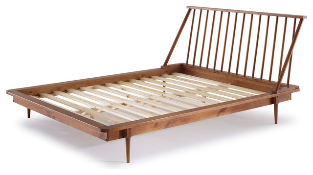Modern Wood Queen Spindle Bed - Midcentury - Platform Beds - by Walker ...