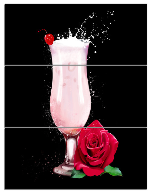 "Strawberry Cocktail and Red Rose", 28"x36" - Contemporary - Metal Wall ...