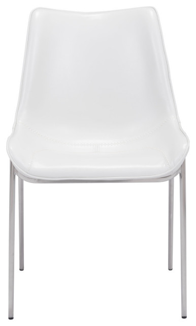 Magnus Dining Chair (set Of 2) White & Silver - Contemporary - Dining ...