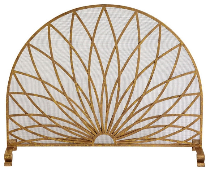 Single Panel Fireplace Screen in Italian Gold and Arch Design ...