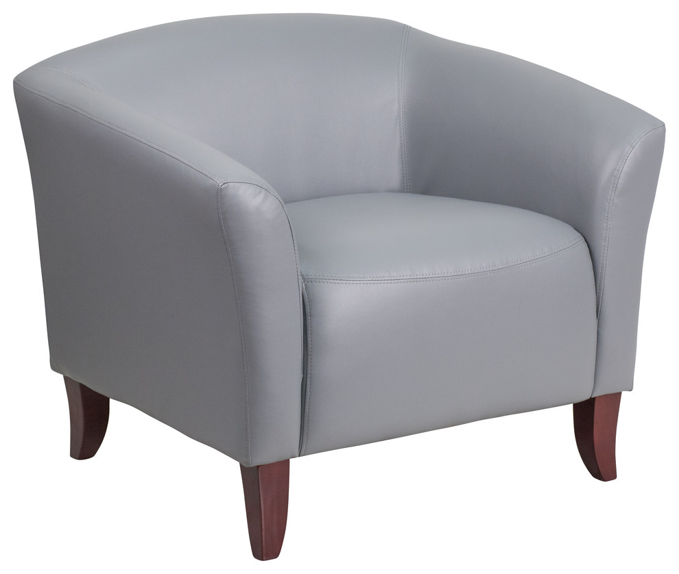 Contemporary Design Gray Leather Chair, 33.50"x31"x29" - Contemporary ...