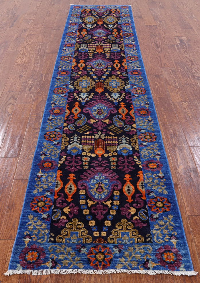 2' 7" X 11' 8" Runner William Morris Handmade Rug - Q4267, 2' 7" X 11 ...