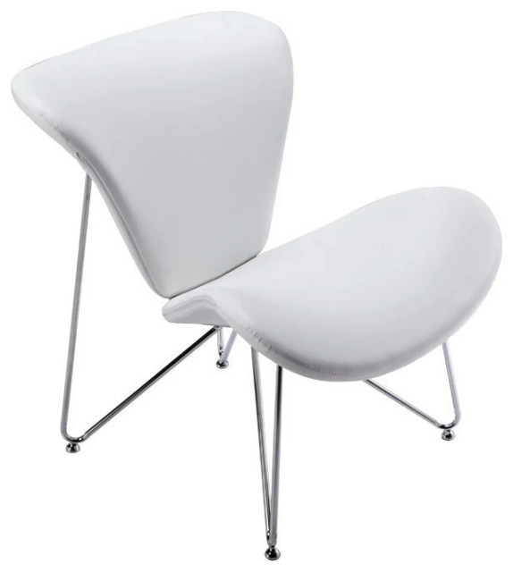 Brenna Contemporary White Leatherette Accent Chair - Midcentury ...
