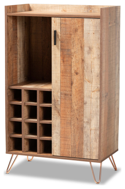 Mathis Brown Finished Wood and Rose Gold Finished Metal Wine Storage ...
