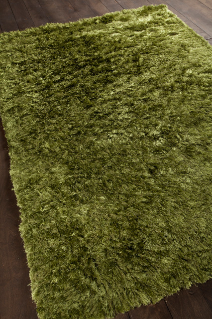 Celecot Hand-Woven Contemporary Shag Rug, Rectangular Green 7'9"x10'6 ...