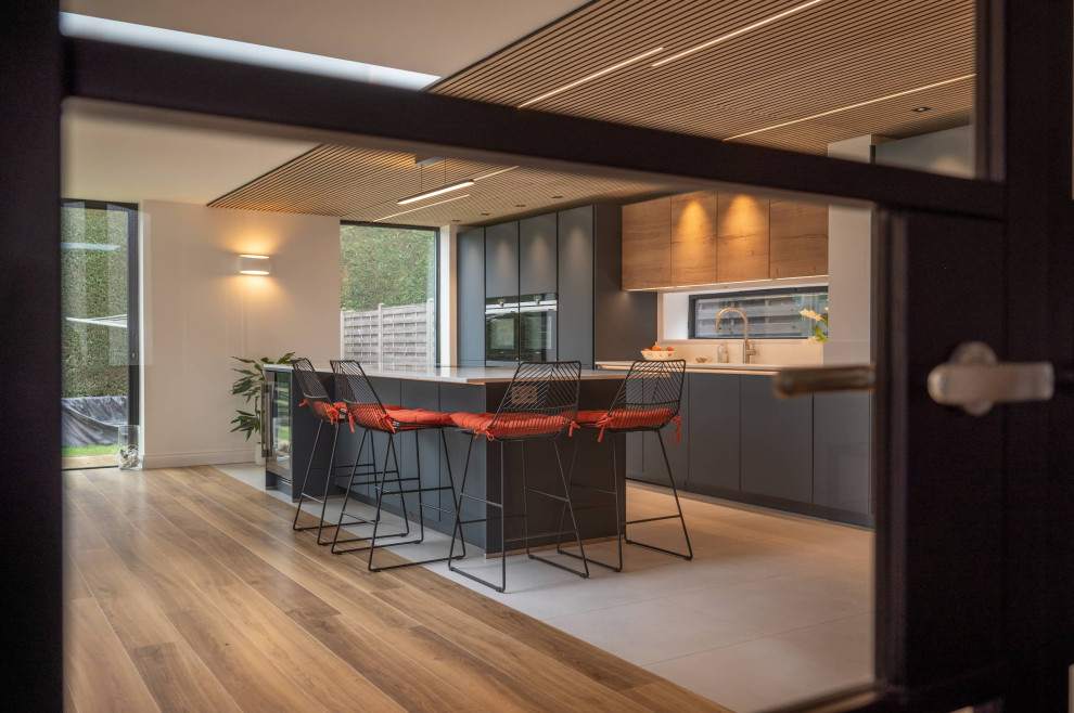Luxurious Fjord Blue and Oak Kitchen in Wilstone - Modern - Kitchen ...